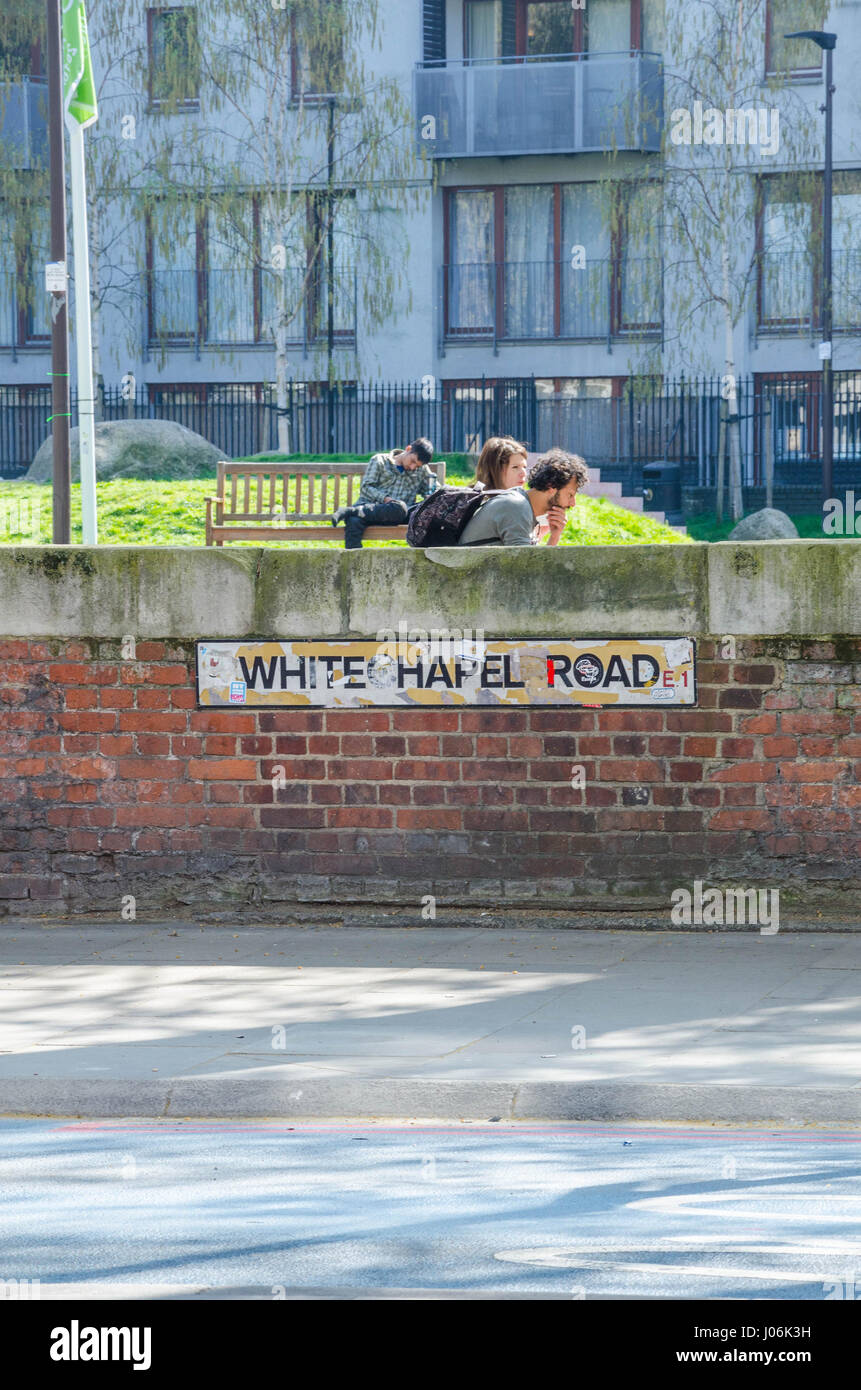Whitechapel Road street name sign Stock Photo - Alamy