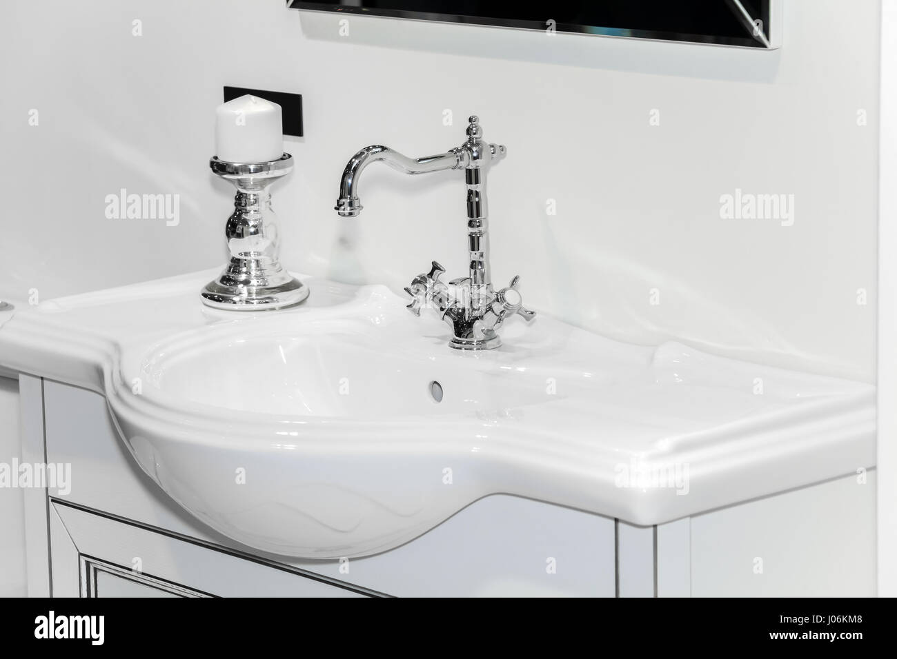 Modern white sink Stock Photo - Alamy