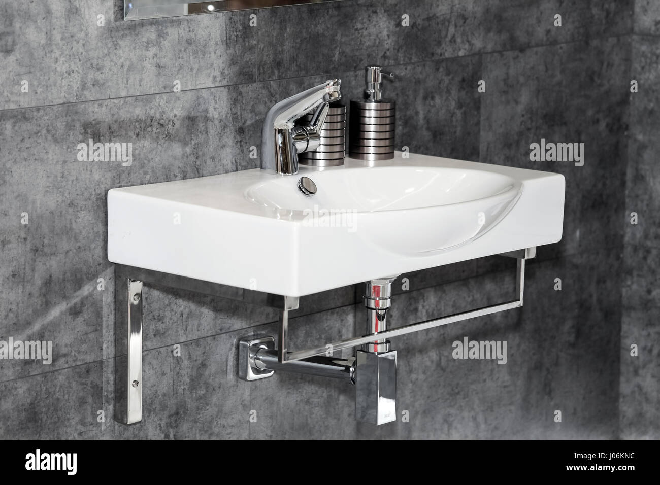Modern white sink Stock Photo - Alamy