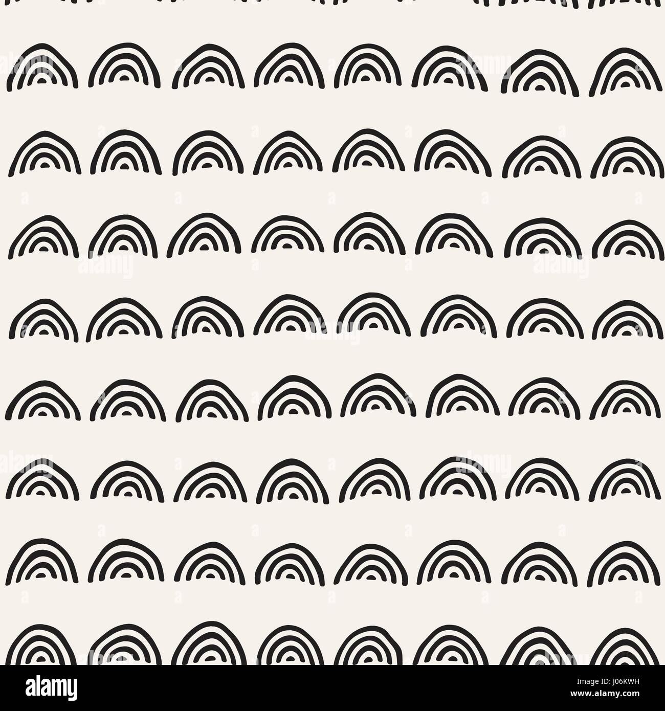Monochrome minimalistic seamless pattern with arcs. Simple hand drawn ...