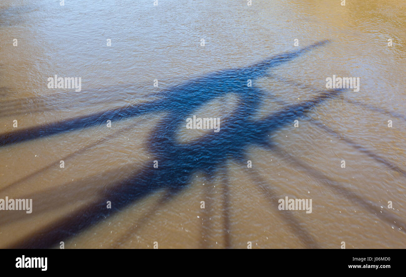 Jackfield Bridge shadow in the River Severn, Ironbridge, Shropshire ...