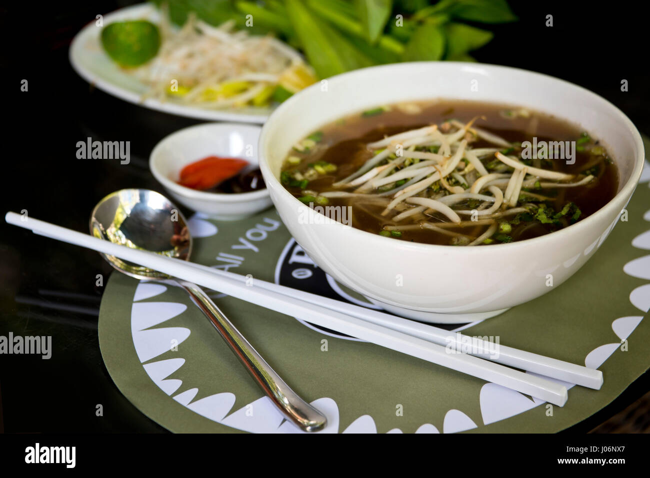 Horizontal close up of the traditional Vietnamese dish Pho Stock Photo ...