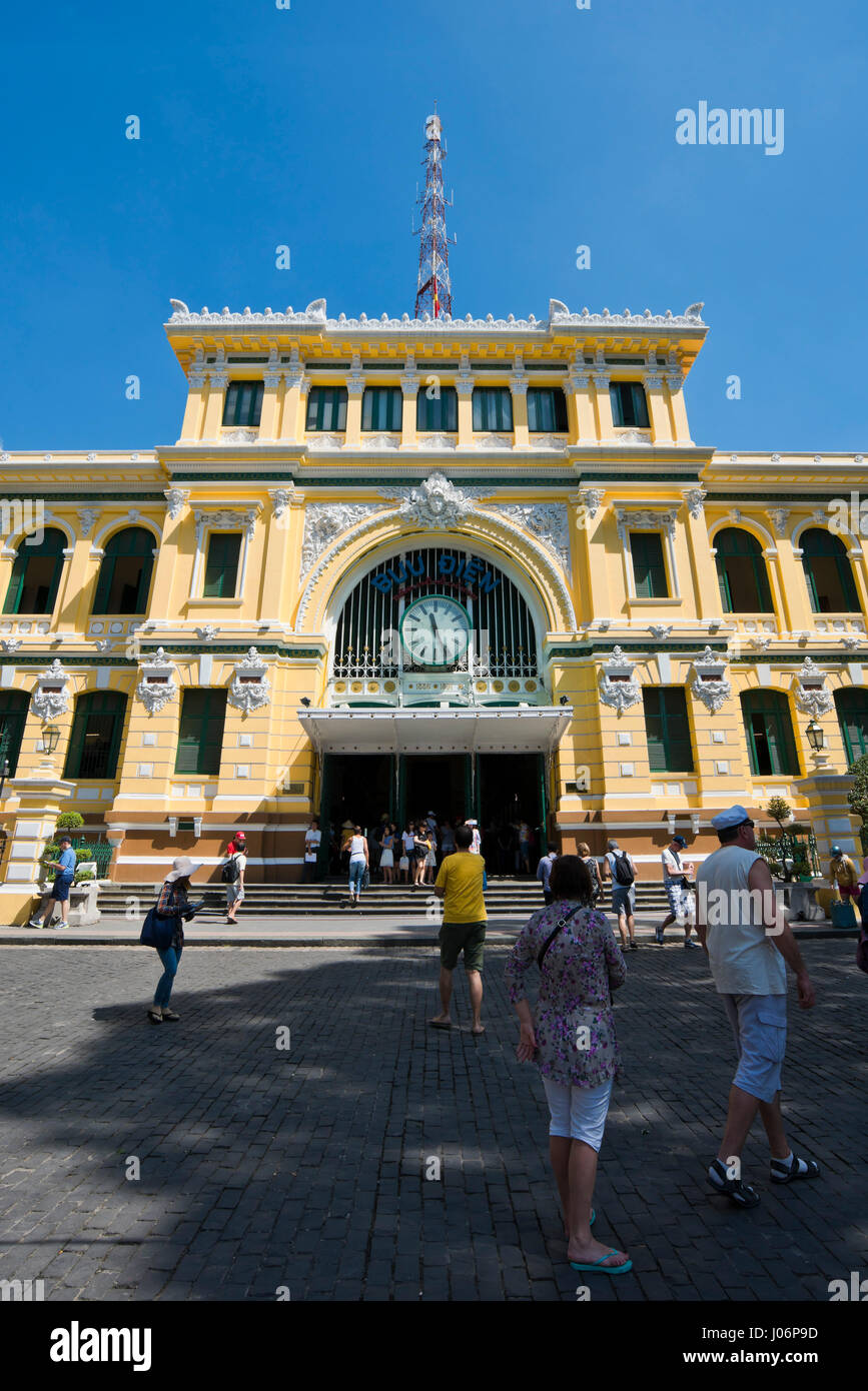 Vertical view of Saigon Central Post Office in Ho Chi Minh City, HCMC ...
