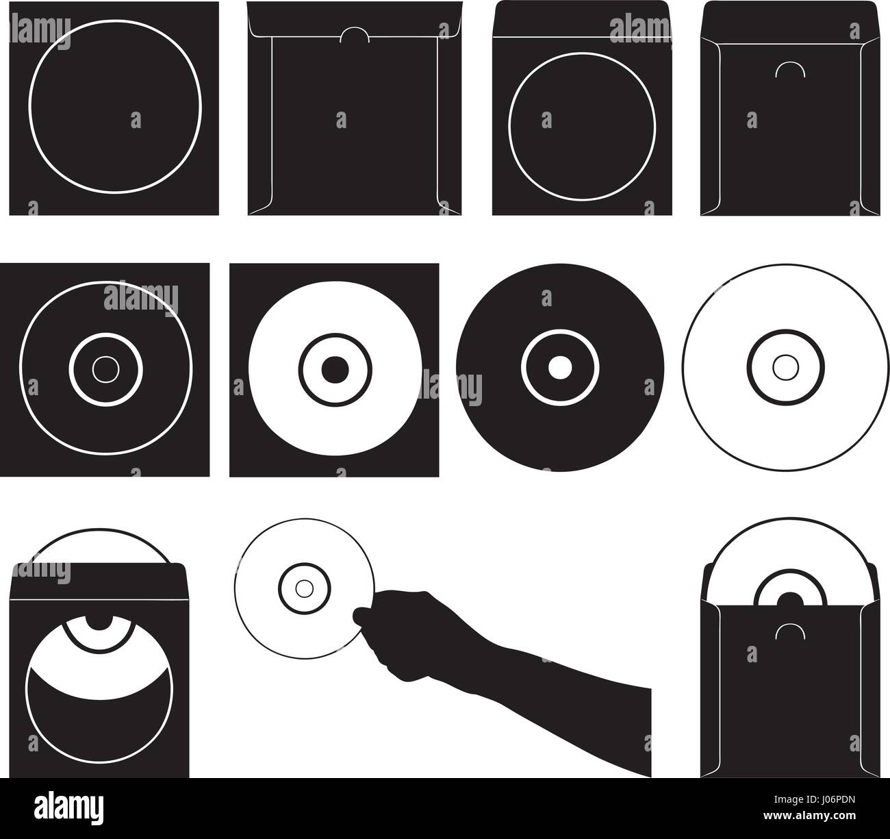 Set of different compact discs and cases isolated on white Stock Vector ...