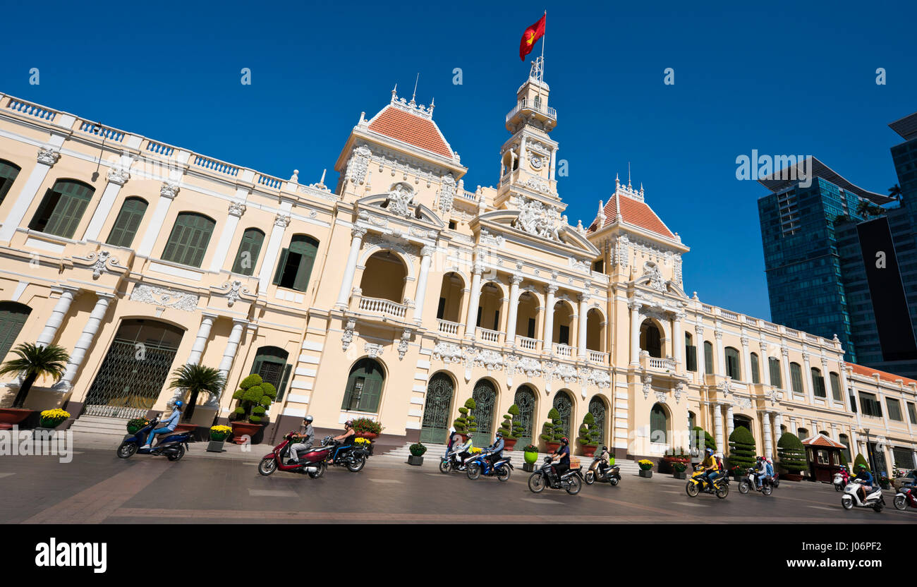 Horizontal panoramic view of Ho Chi Minh City Hall in old Saigon ...