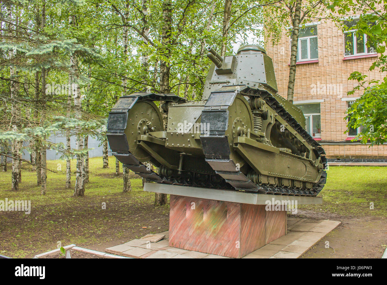 Russian light tank of the World War on the pedestal Stock Photo - Alamy