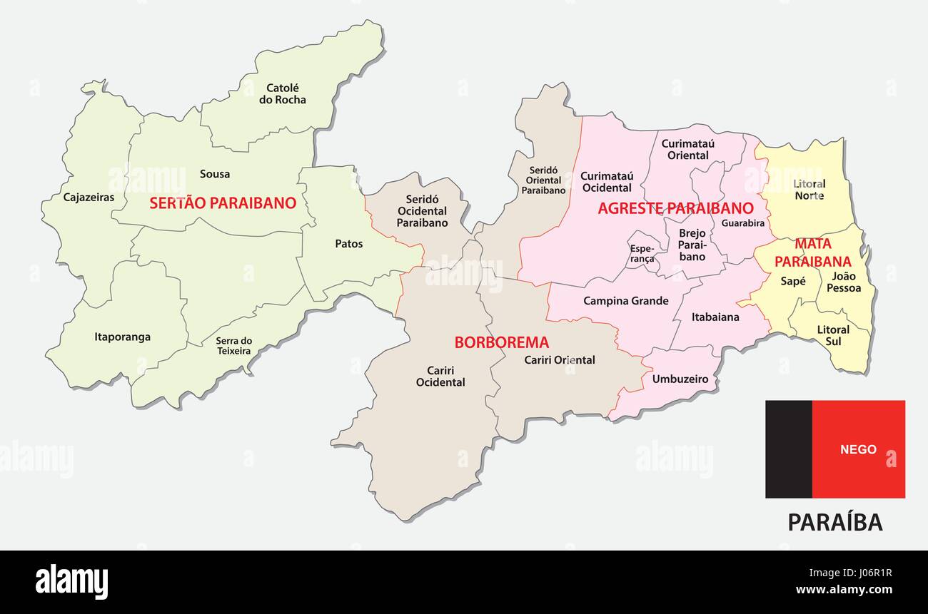 paraiba administrative and political map with flag Stock Vector Image ...