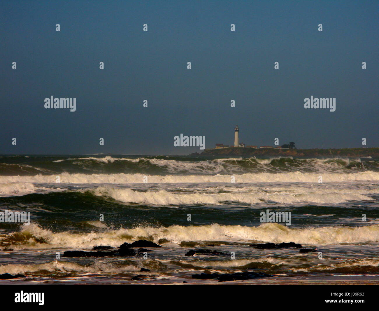 Rough Sea and Walton Lighthouse, California Stock Photo - Alamy