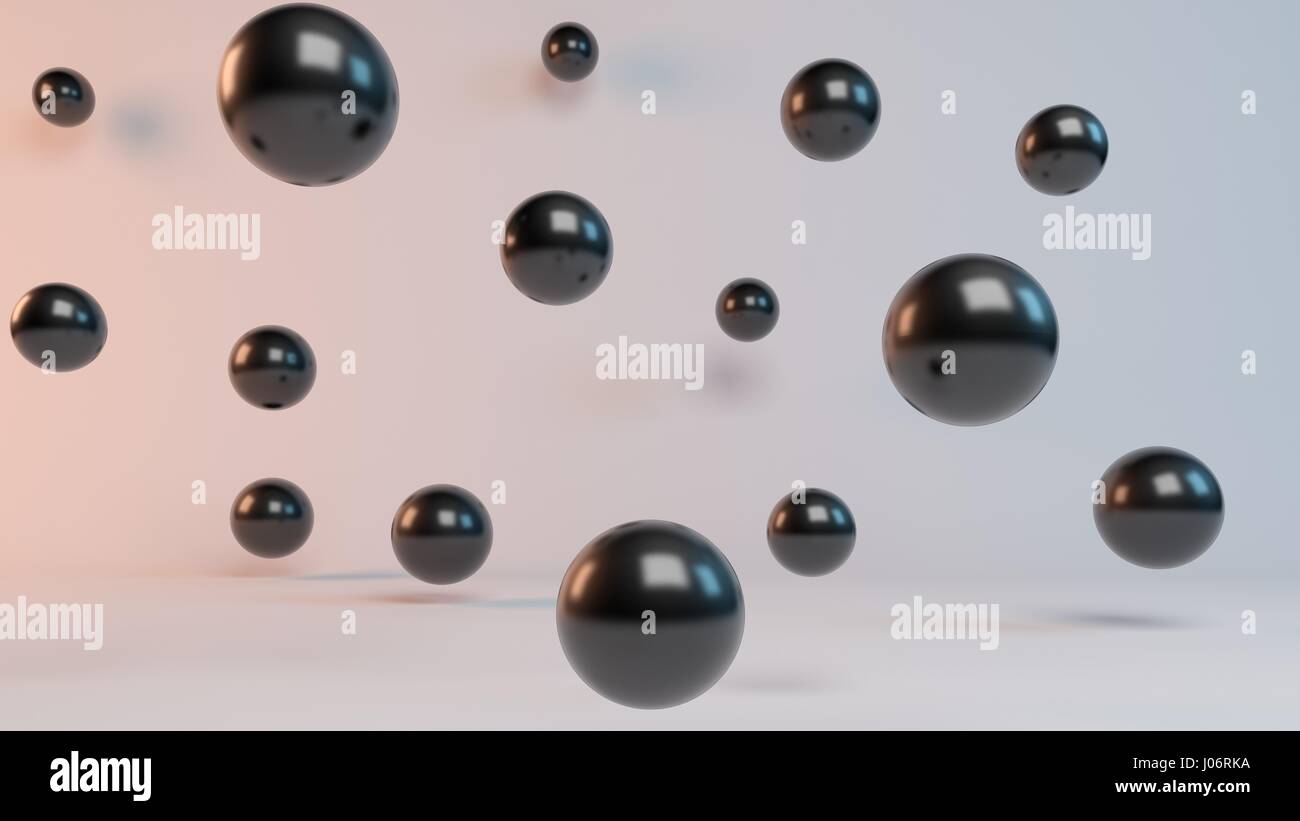 flying 3d rendering spheres inside a studio Stock Photo - Alamy