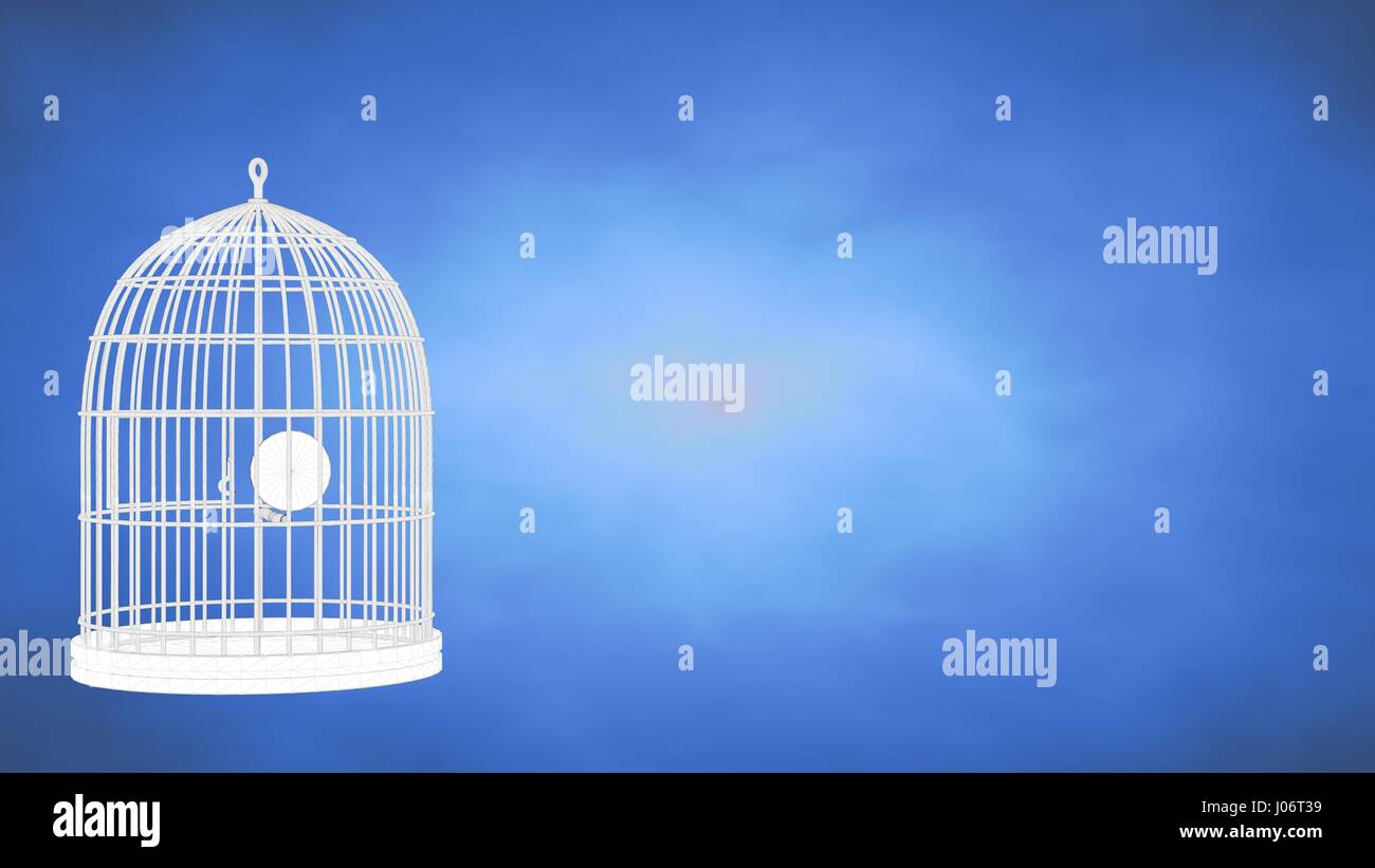 outlined 3d rendering of a cage inside a blue studio Stock Photo - Alamy
