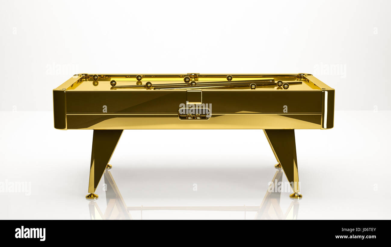 golden 3d rendering of a billiards table inside a studio Stock Photo ...