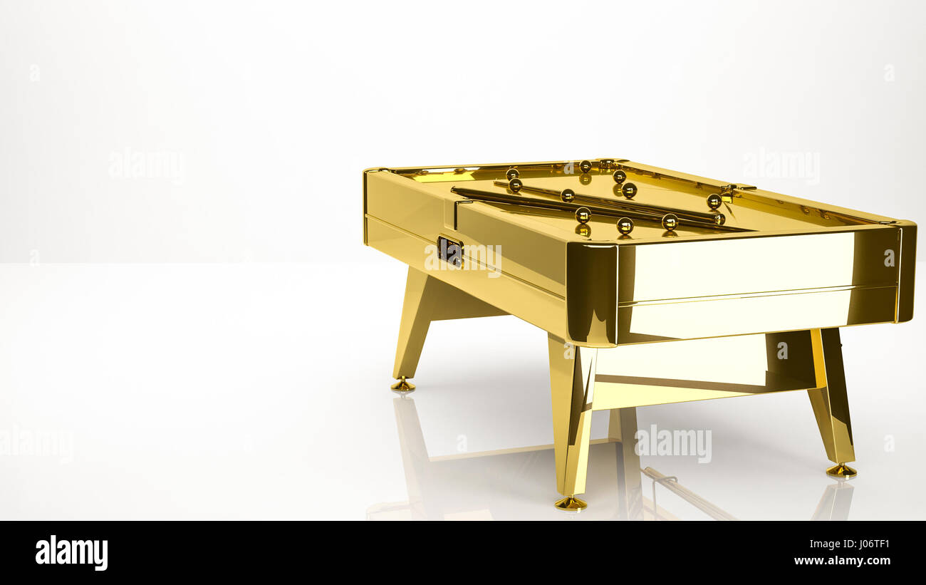 golden 3d rendering of a billiards table inside a studio Stock Photo ...