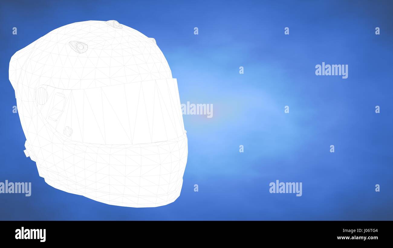 outlined 3d rendering of a helmet inside a blue studio Stock Photo - Alamy