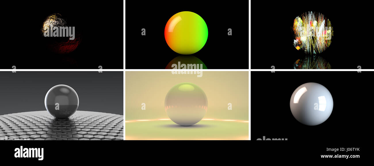 reflected glass spheres and highlightsinside a 3d rendering background ...