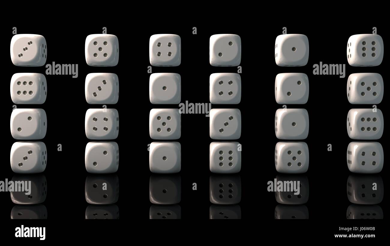 dice cubes collection 3d rendering isolated on black Stock Photo - Alamy