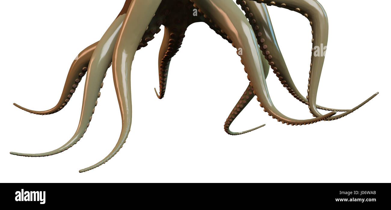 3D metalic octopus arms on white Stock Photo - Alamy