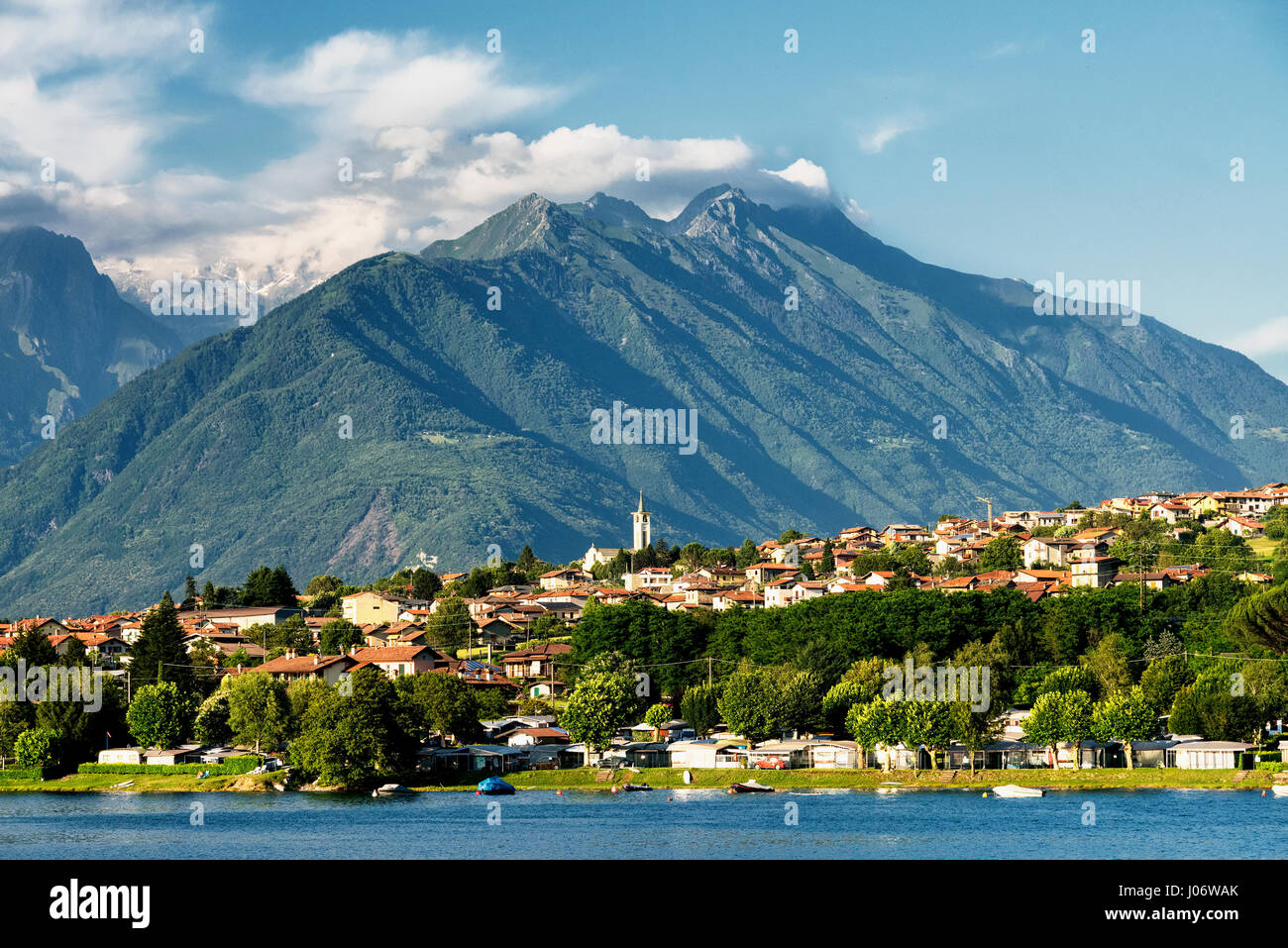 Colico (Lecco, Lombardy, Italy) and the lake of Como (Lario) at summer ...