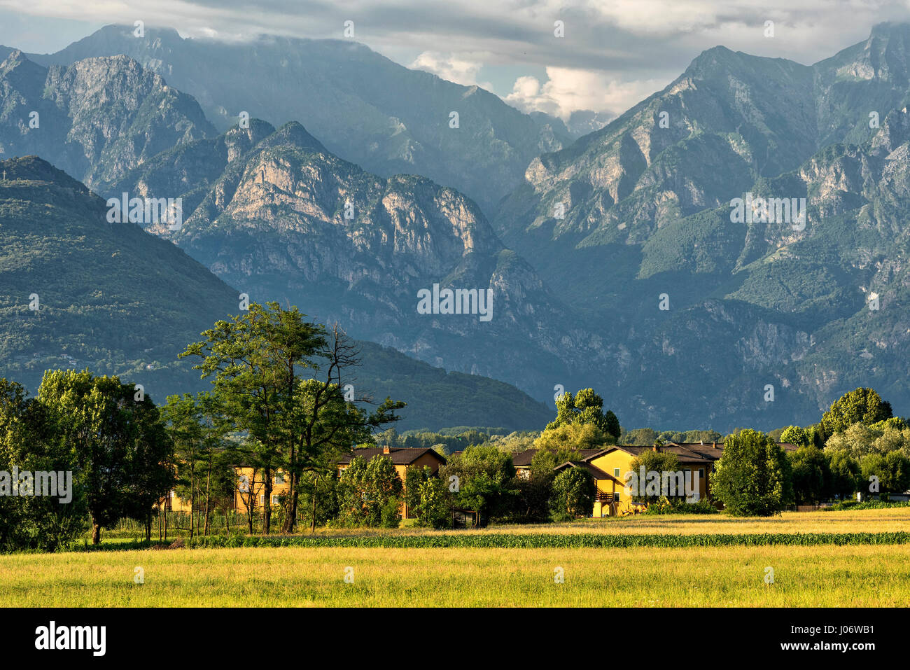 Colico (Lecco, Lombardy, Italy) and the lake of Como (Lario) at summer ...