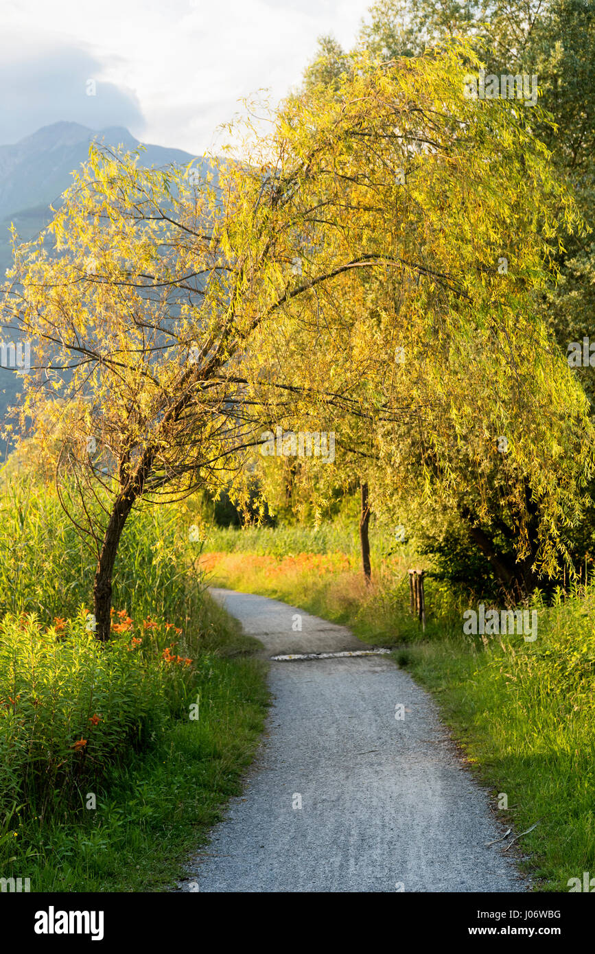 The path for pedestrian anc bicycle known as Sentiero Valtellina near ...