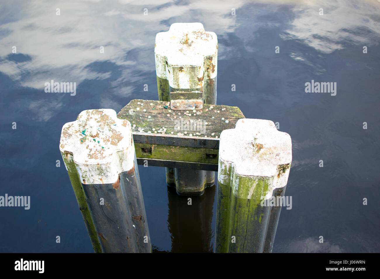 three pillars in the lake Stock Photo - Alamy