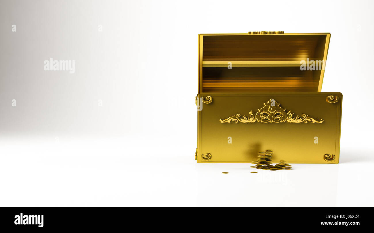 golden 3d rendering of a gold chest isolated on white Stock Photo - Alamy