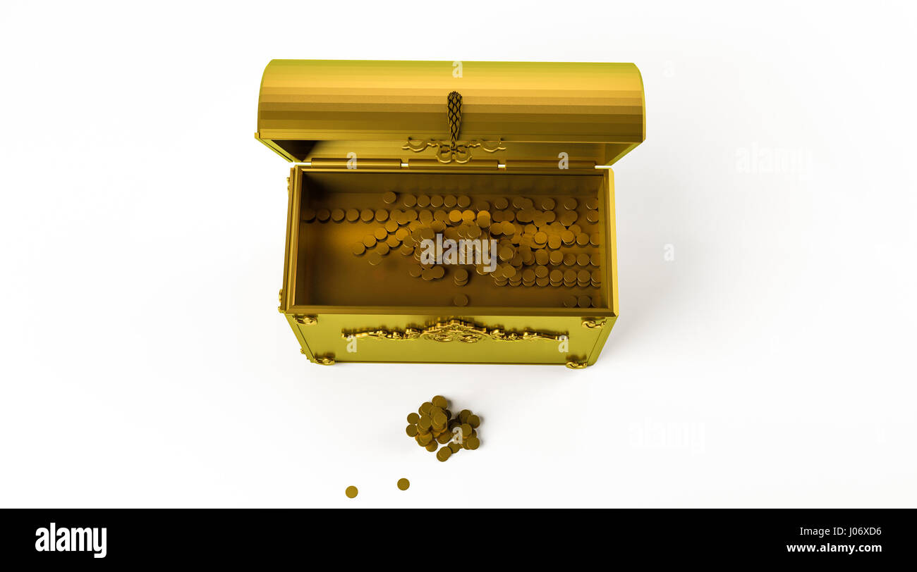 golden 3d rendering of a gold chest isolated on white Stock Photo - Alamy