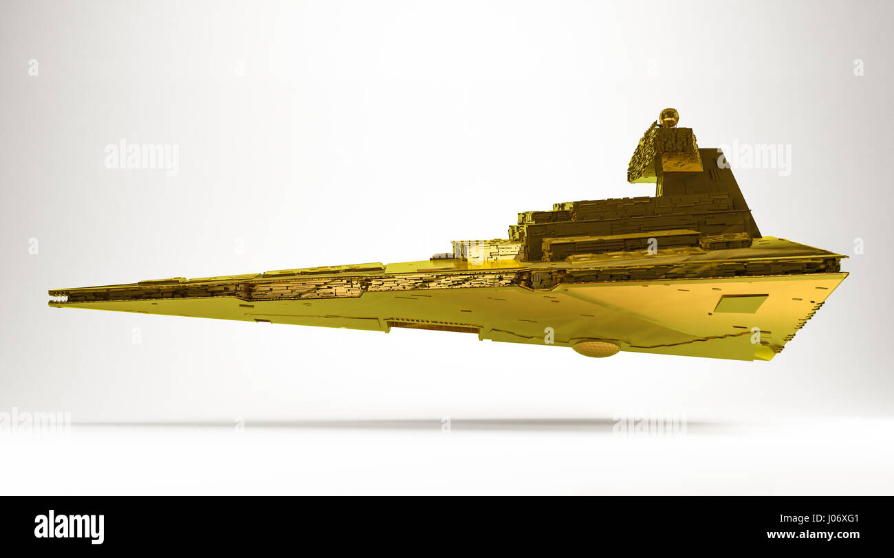 golden 3d rendering of a spaceship isolated on white Stock Photo - Alamy