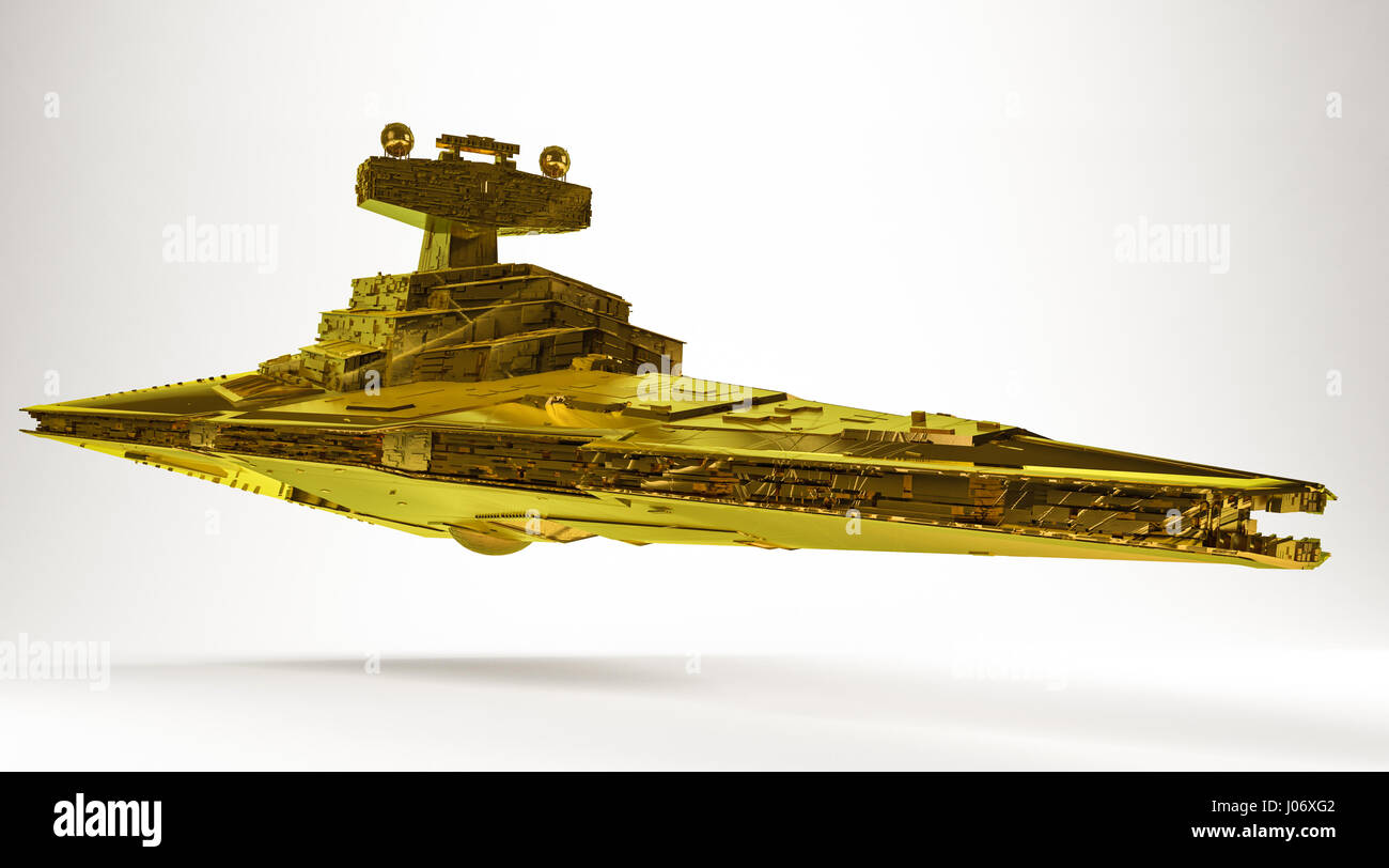 golden 3d rendering of a spaceship isolated on white Stock Photo - Alamy