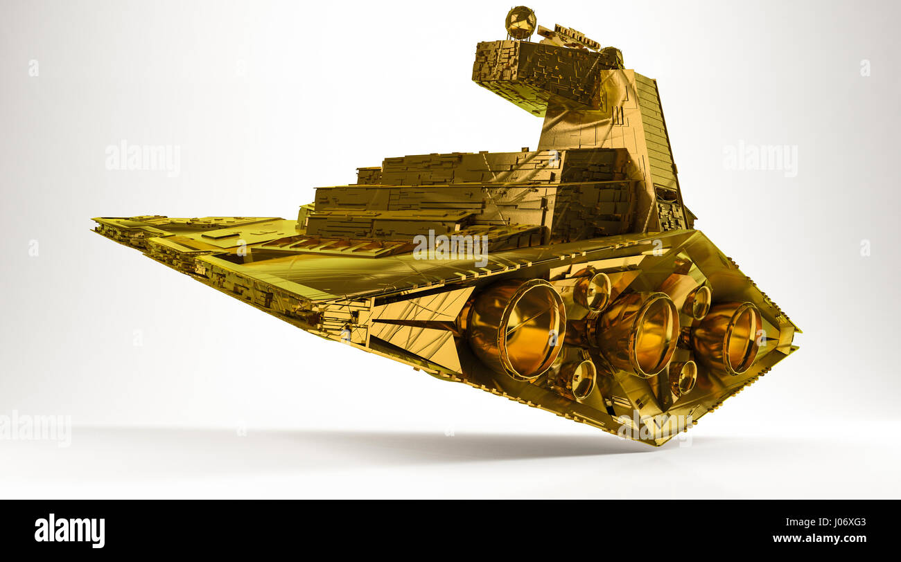 golden 3d rendering of a spaceship isolated on white Stock Photo - Alamy