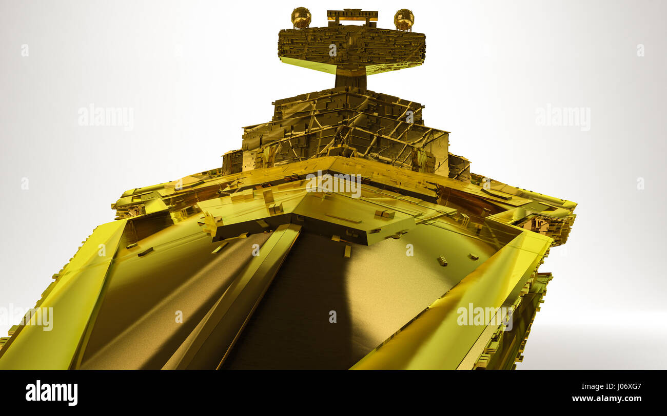 golden 3d rendering of a spaceship isolated on white Stock Photo - Alamy