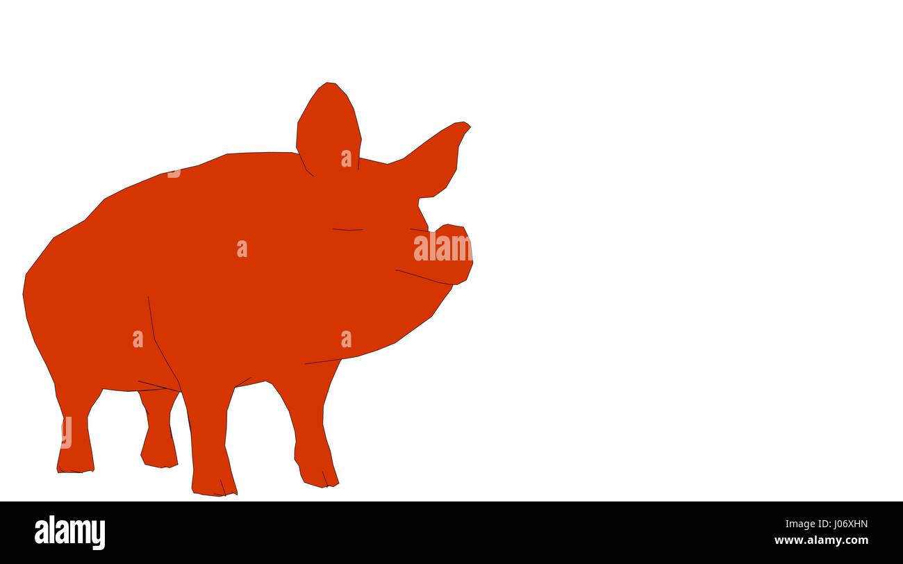 outlined pigl isolated on white 3d rendering Stock Photo - Alamy