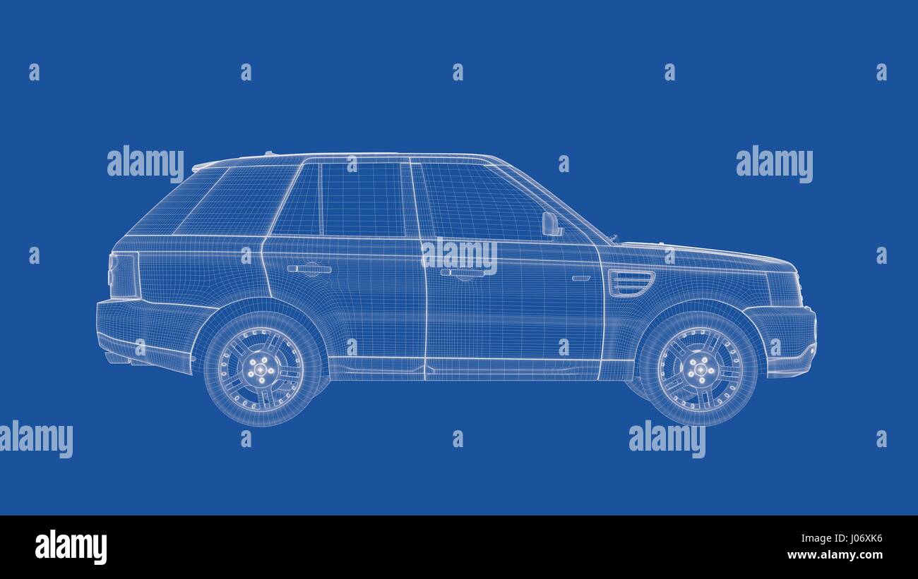 3d model car blueprint hi-res stock photography and images - Alamy