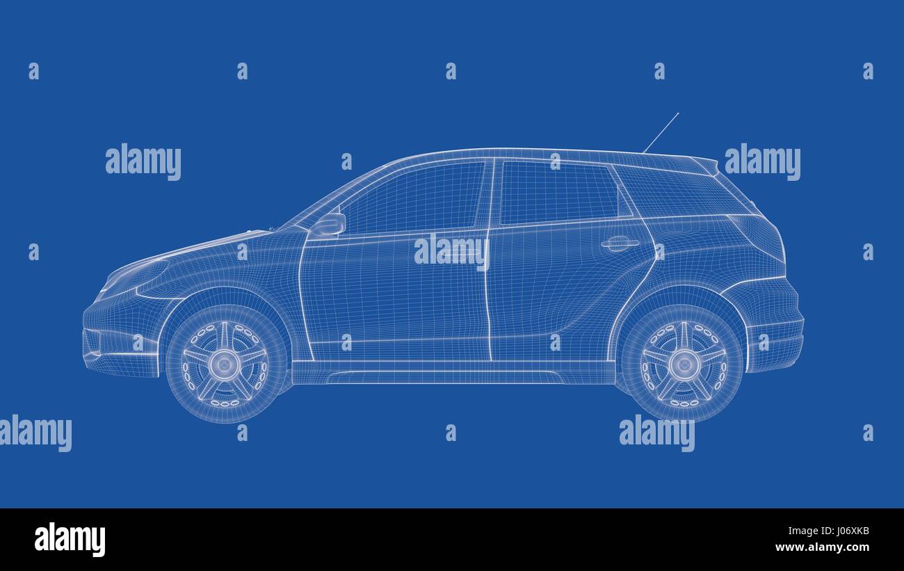 3d rendering of an outlined car Stock Photo - Alamy