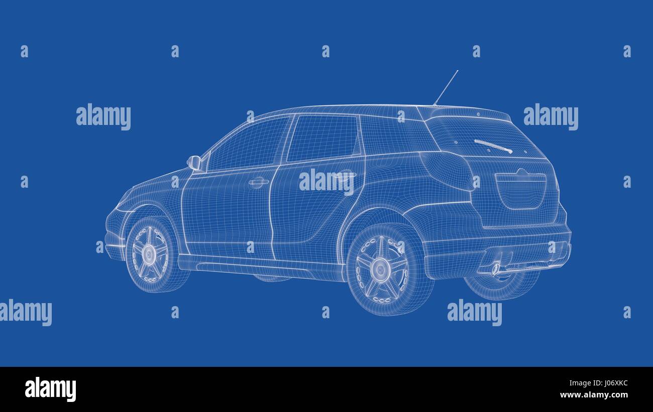 3d model car blueprint hi-res stock photography and images - Alamy