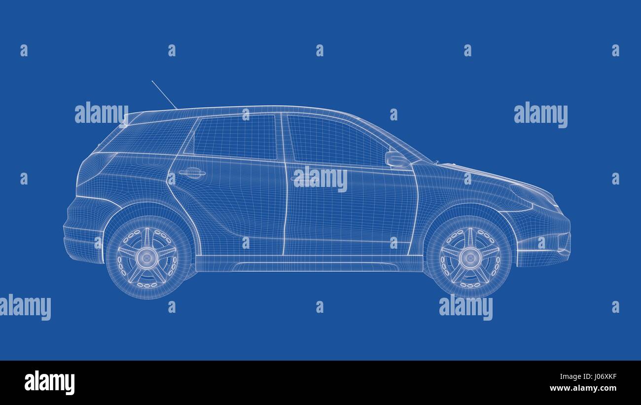 3d model car blueprint hi-res stock photography and images - Alamy