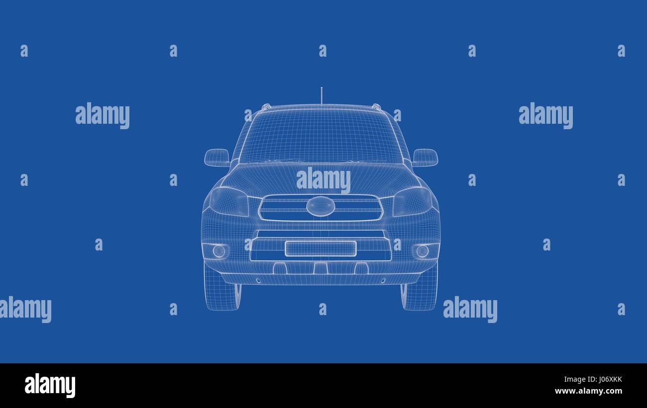 3d model car blueprint hi-res stock photography and images - Alamy