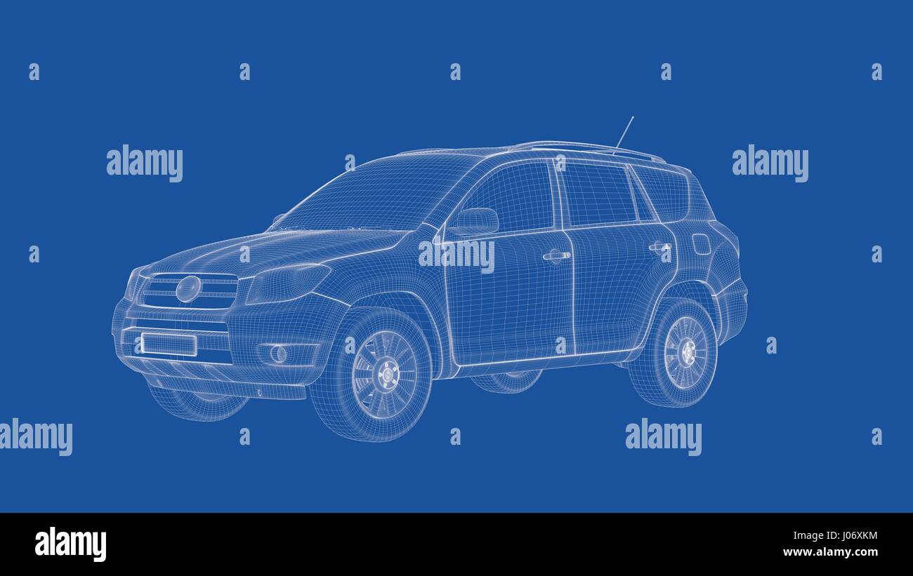3d rendering of an outlined car Stock Photo - Alamy