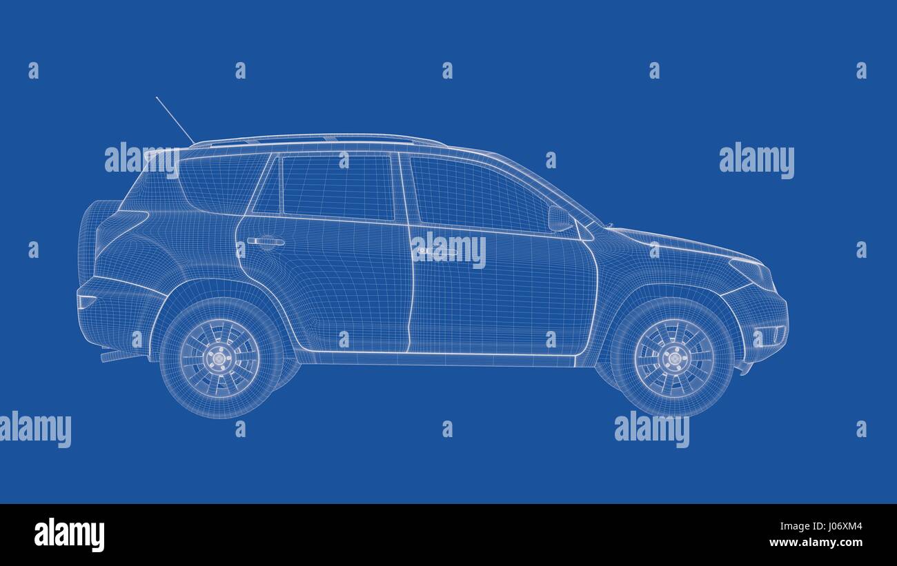 3d model car blueprint hi-res stock photography and images - Alamy