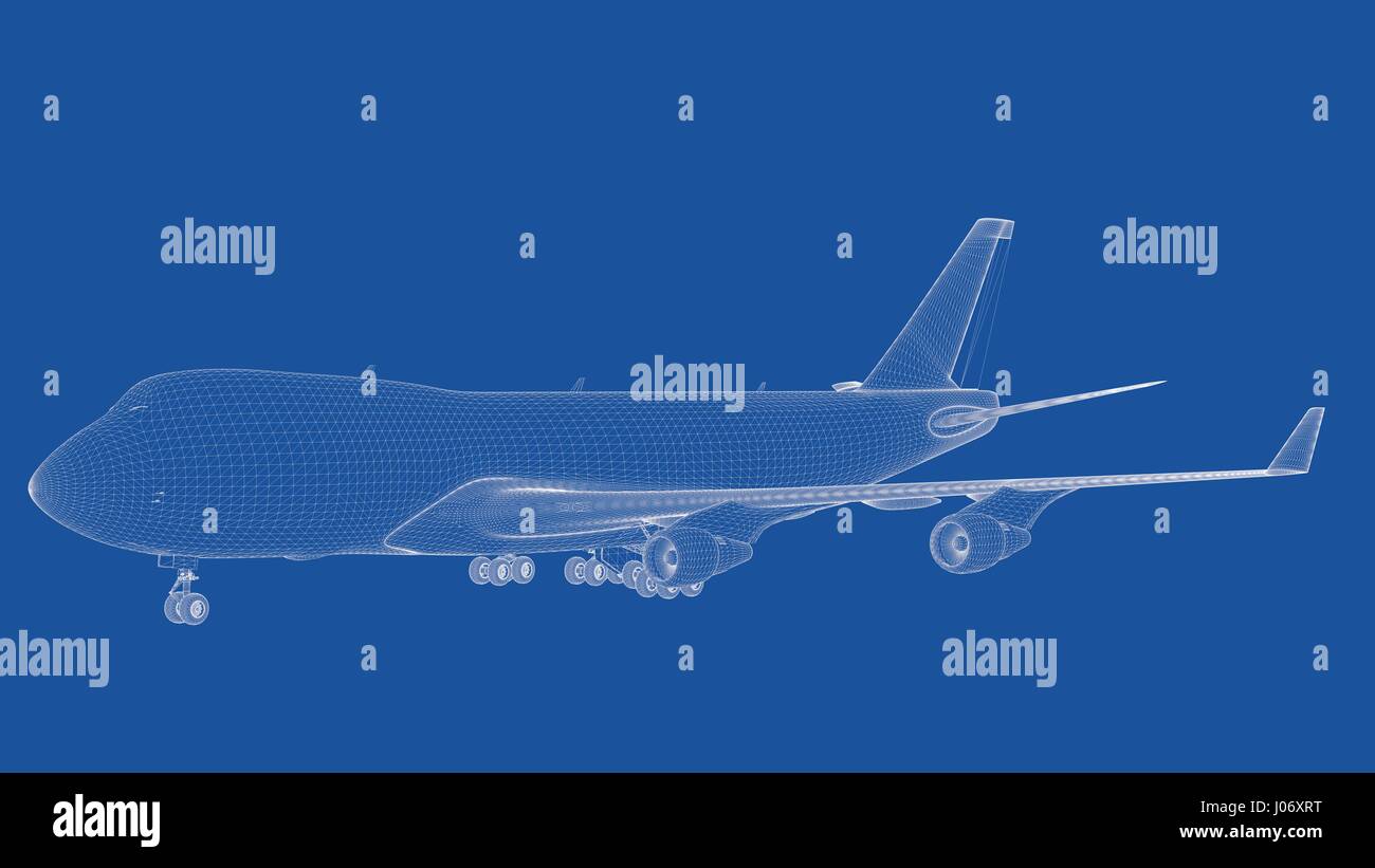 3d rendering of an outlined airplane Stock Photo - Alamy