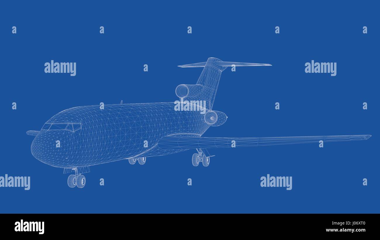 3d rendering of an outlined airplane Stock Photo - Alamy