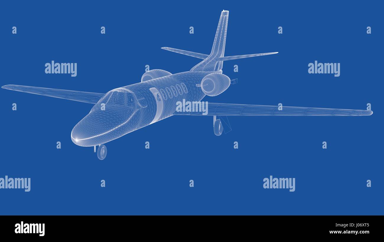 3d rendering of an outlined airplane Stock Photo - Alamy