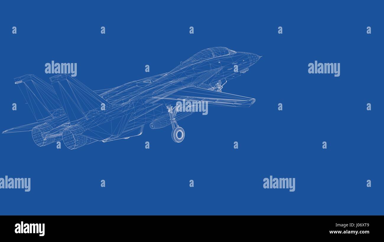 3d rendering of an outlined airplane Stock Photo - Alamy