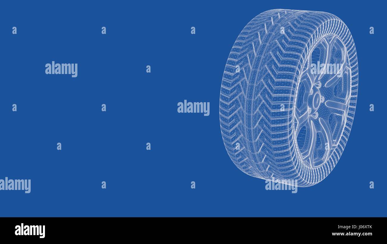 3d rendering of an outlined wheel Stock Photo - Alamy
