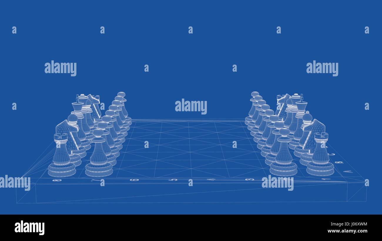 3d rendering of an outlined chess Stock Photo - Alamy