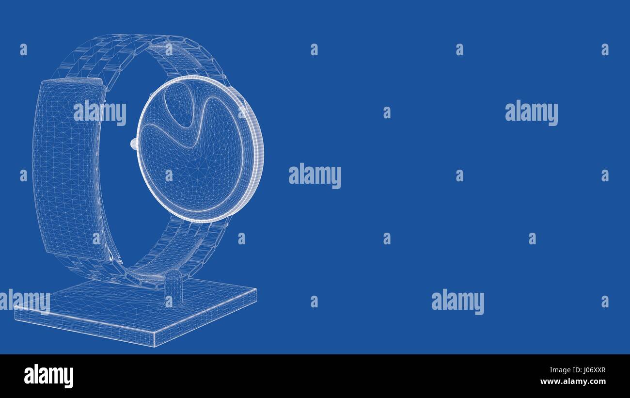 3d rendering of an outlined hand watch Stock Photo - Alamy