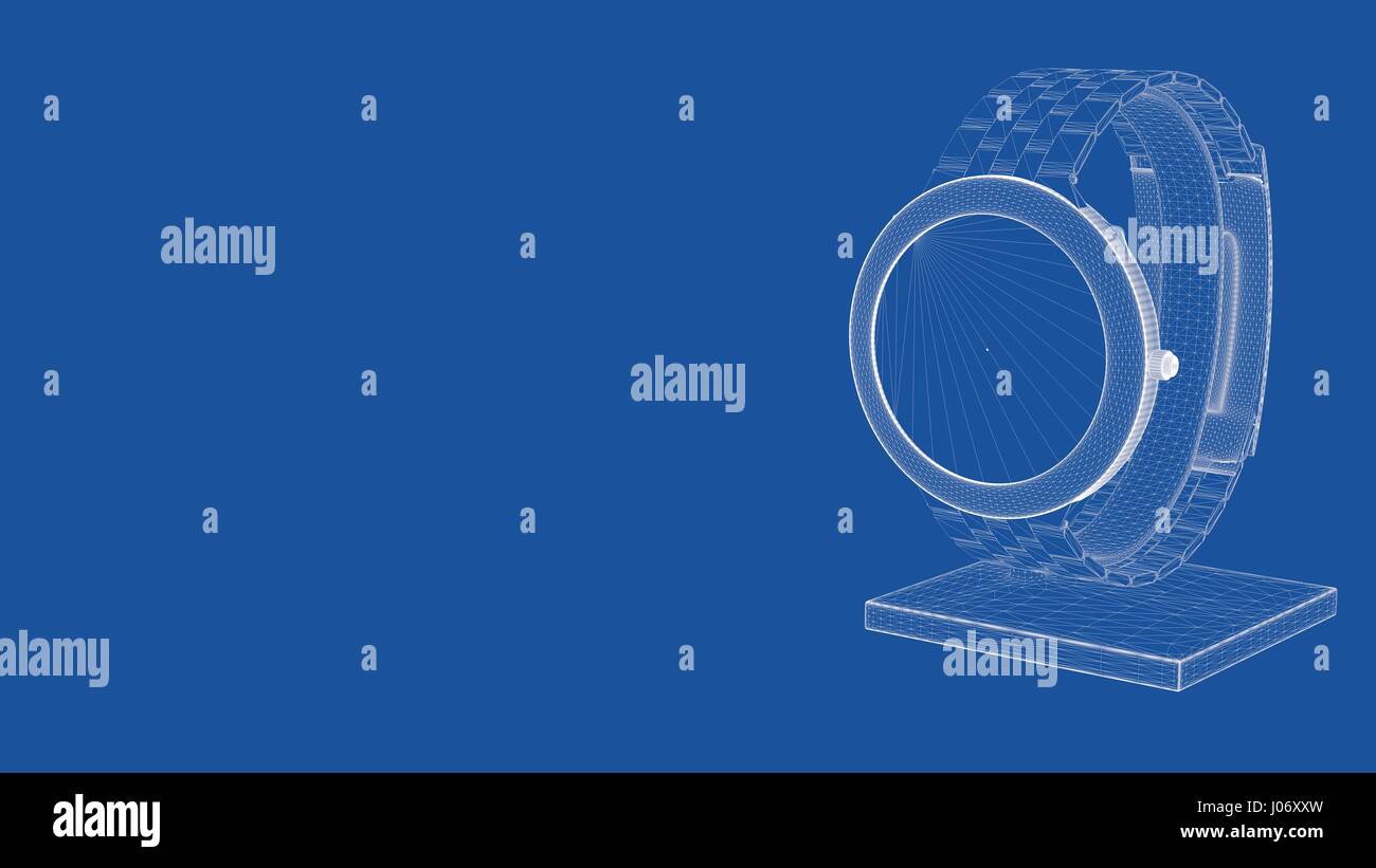 3d rendering of an outlined hand watch Stock Photo - Alamy