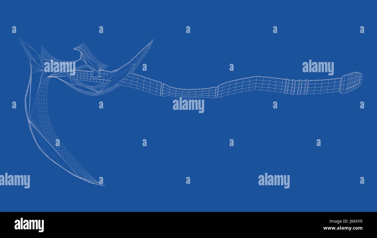 3d rendering of an outlined axe Stock Photo - Alamy