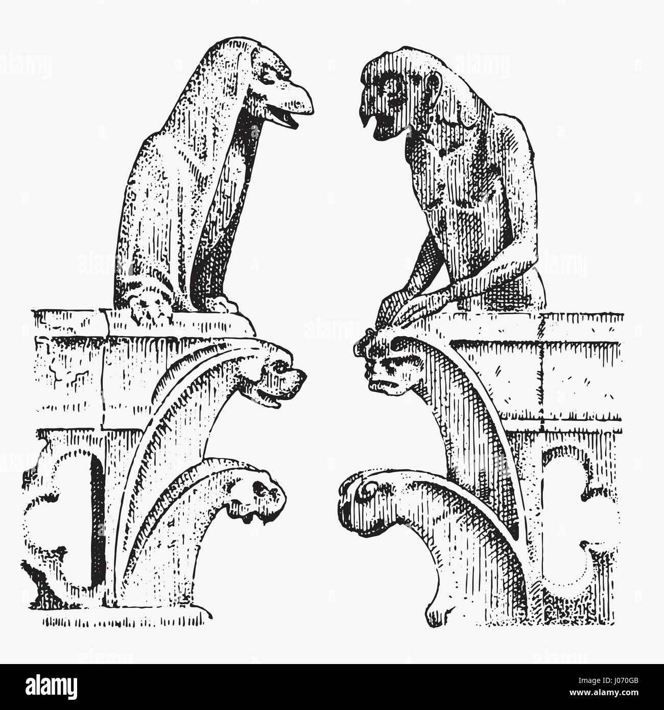 Gothic Gargoyles Drawings