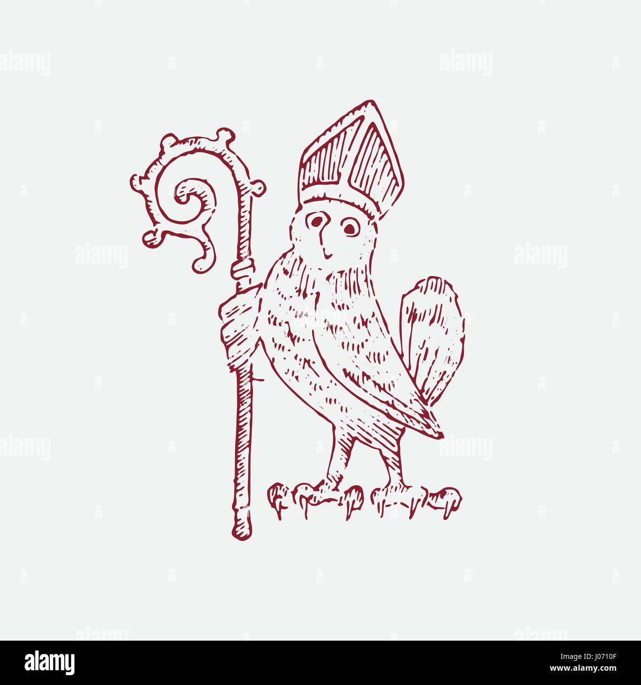 medieval element, decorative hand drawn illustration with old symbols ...