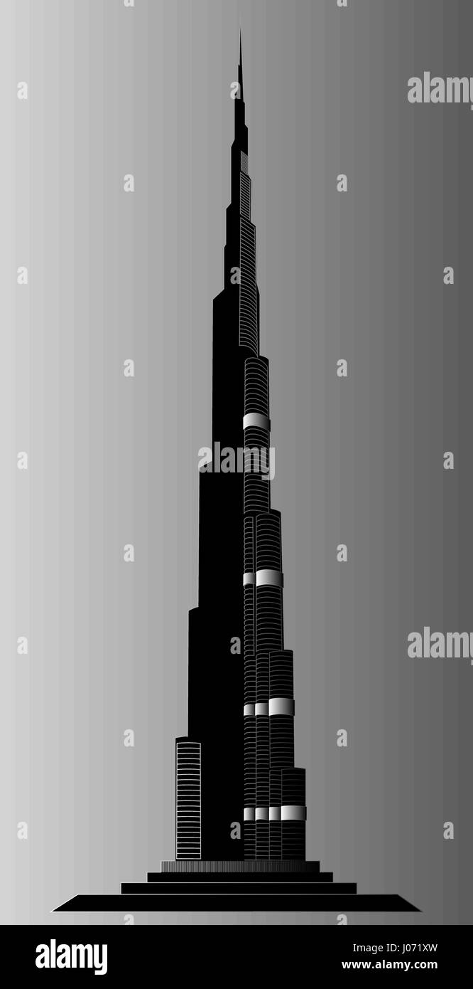 Illustration of architectural building in Dubai Stock Vector Image ...